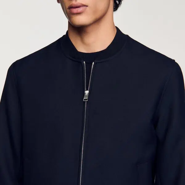 Sandro Zip-up Varsity Jacket - Navy Blue