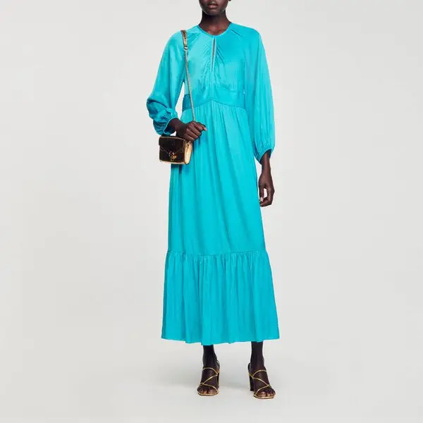 Sandro Satin-effect Maxi Dress