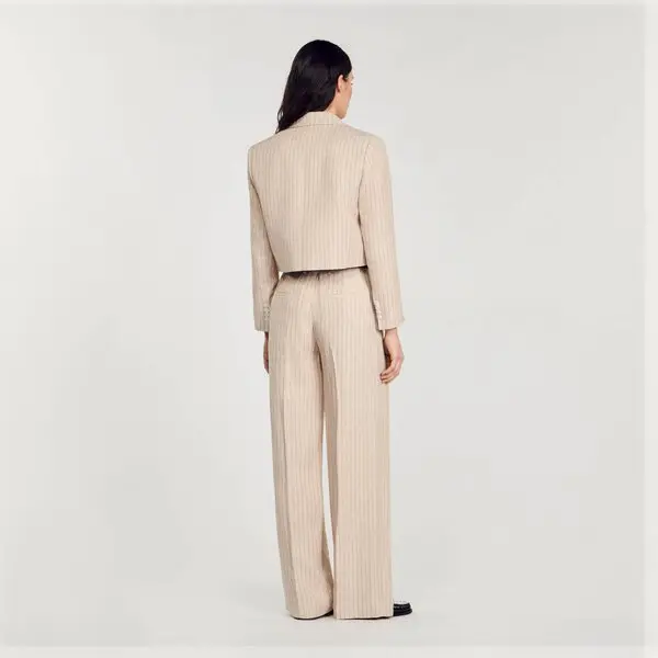 Sandro Striped Cropped Suit Jacket