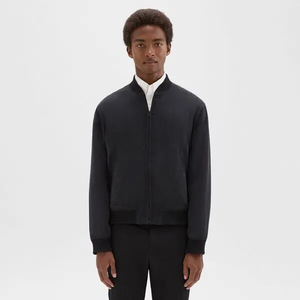 Theory Bomber Jacket In Fluid Twill - Black
