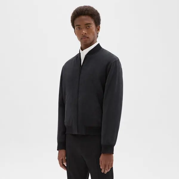 Theory Bomber Jacket In Fluid Twill - Black