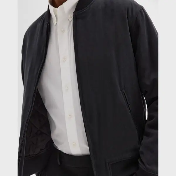 Theory Bomber Jacket In Fluid Twill - Black