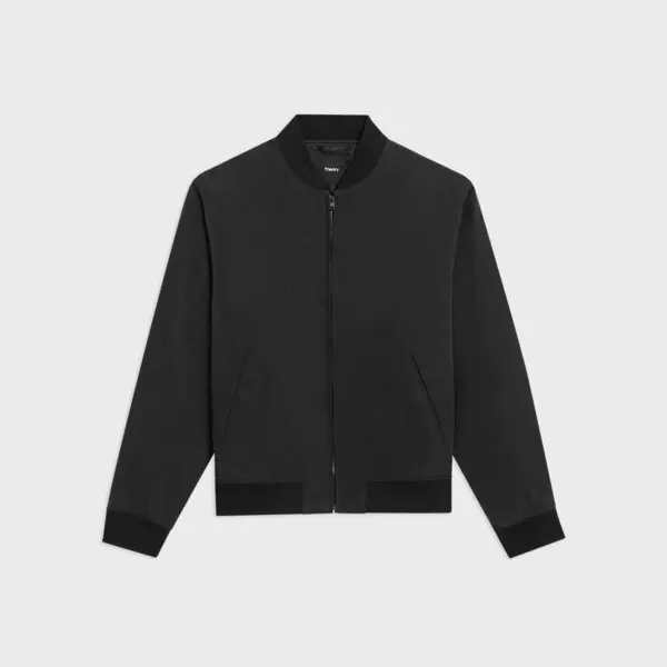 Theory Bomber Jacket In Fluid Twill - Black