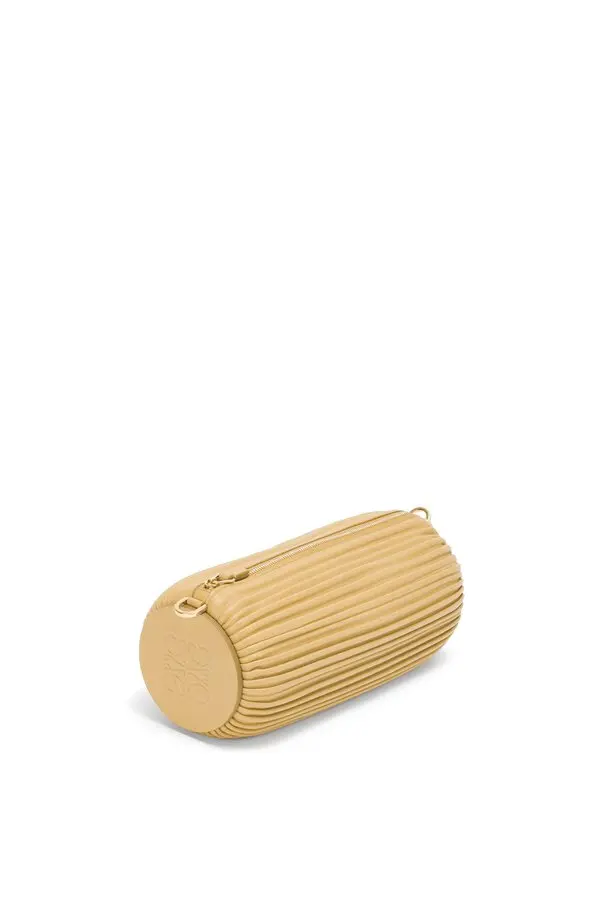 Loewe Bracelet Pouch In Pleated Nappa - Dark Butter