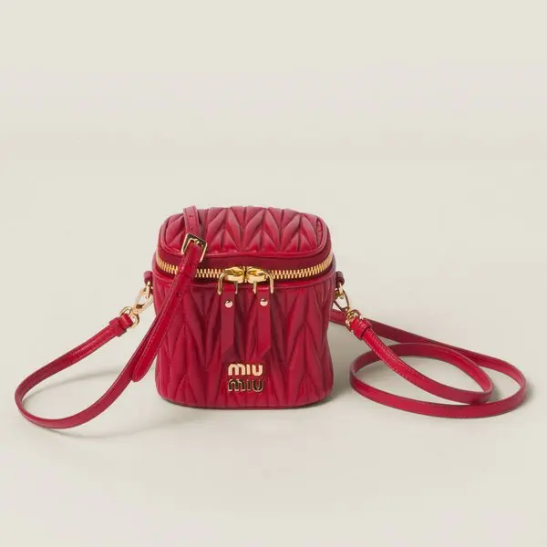 Miu Miu Matelassé Nappa Leather Micro Bag Red Editorialist