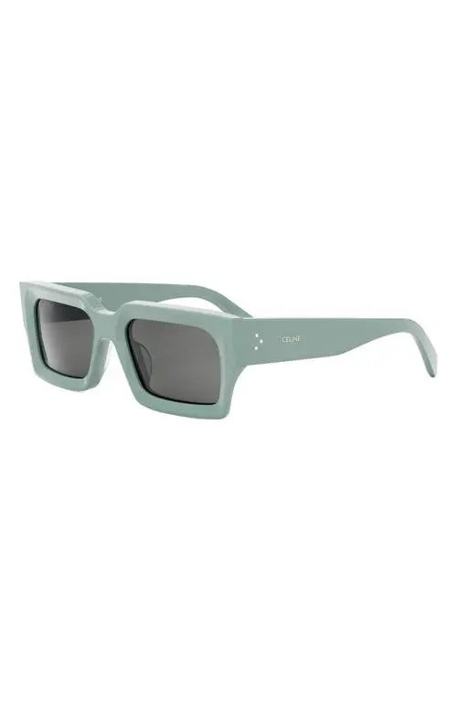 Celine 54mm Rectangular Sunglasses - Shiny Light Green/smoke