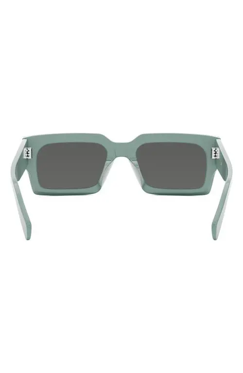 Celine 54mm Rectangular Sunglasses - Shiny Light Green/smoke