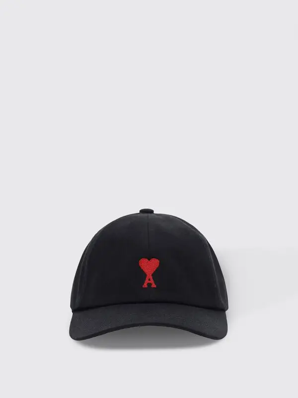 AMI Paris Embroidered Heart Cap - Black