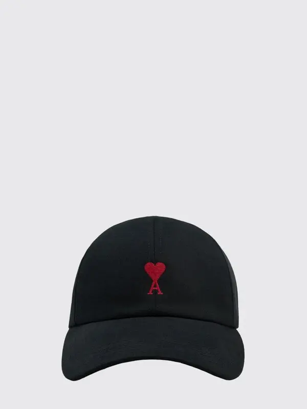 AMI Paris Embroidered Heart Cap - Black