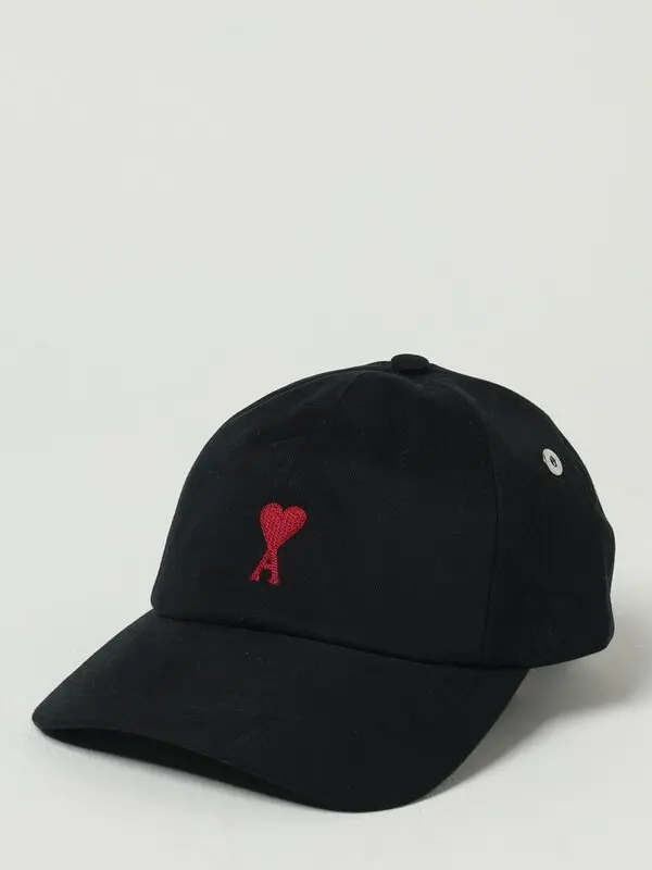 AMI Paris Embroidered Heart Cap - Black