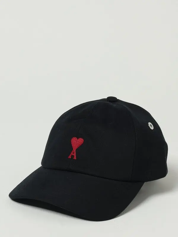 AMI Paris Embroidered Heart Cap - Black