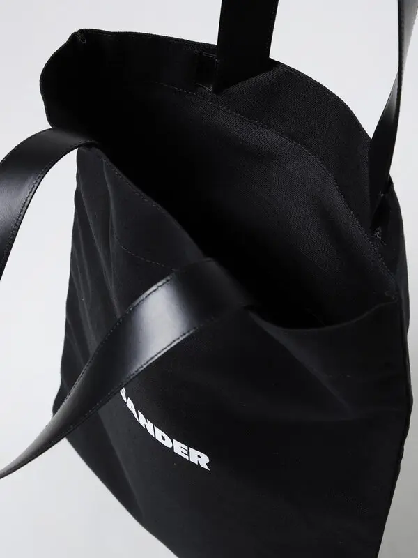 JIL SANDER Canvas Tote Bag With Leather Handles - Black