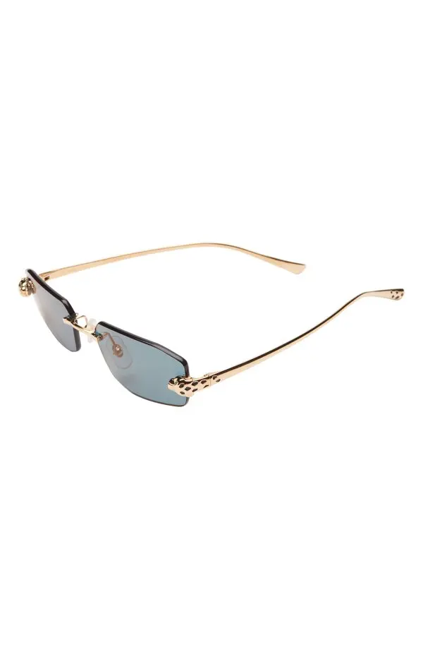 CARTIER 56mm Geometric Sunglasses - Gold Blue 2