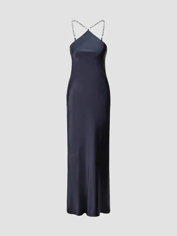 Staud Cadence Satin Maxi Dress - Navy