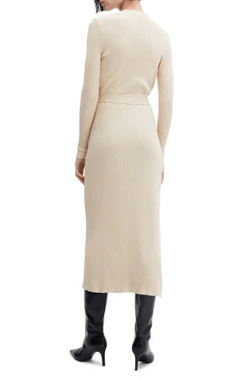 Mango Long Sleeve Wrap Sweater Dress