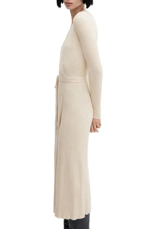 Mango Long Sleeve Wrap Sweater Dress