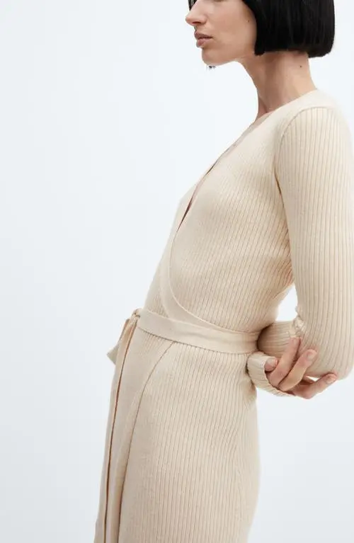 Mango Long Sleeve Wrap Sweater Dress