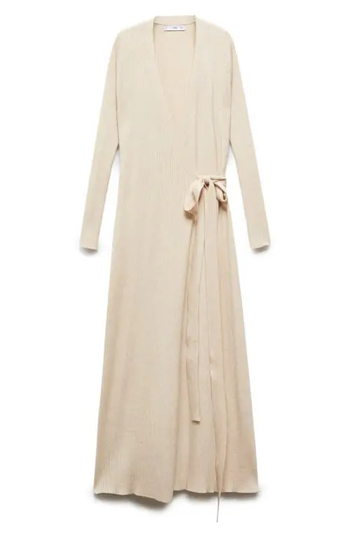 Mango Long Sleeve Wrap Sweater Dress