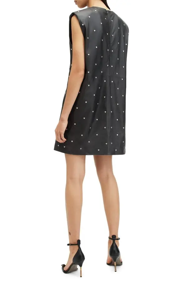 knee length dresses for ladies ELLA STRAPLESS HEART EMBELLISHED LEATHER MINI DRESS IN RED – sis label main image 0