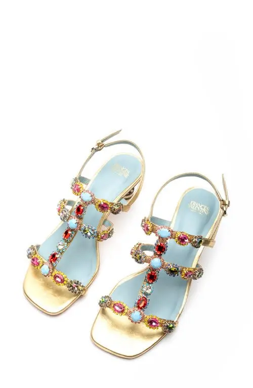 FRANCES VALENTINE Kiki Gem Heel Sandal - Gold/ Multi