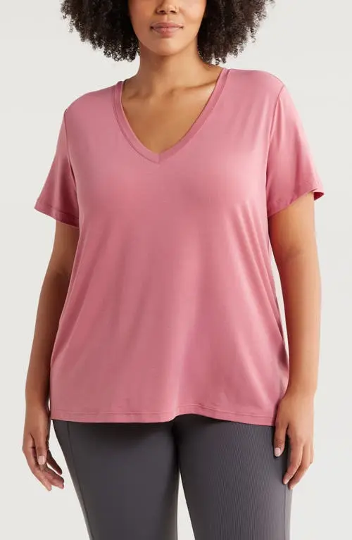 Zella Breathe Active V-neck Tee - Pink Mauve