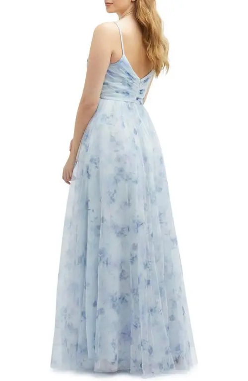 Dessy Collection Floral A-line Chiffon Gown