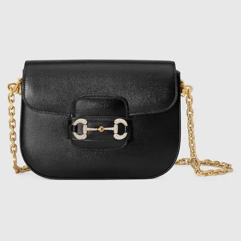 Gucci Horsebit 1955 Mini Bag Gg Canvas - Black Leather