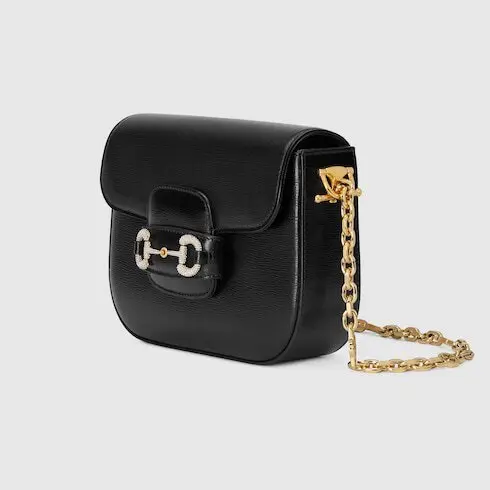 Gucci Horsebit 1955 Mini Bag Gg Canvas - Black Leather