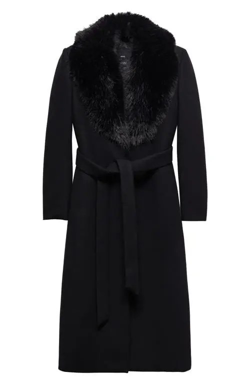 Mango Wool-blend Coat With Faux-fur Collar - Black