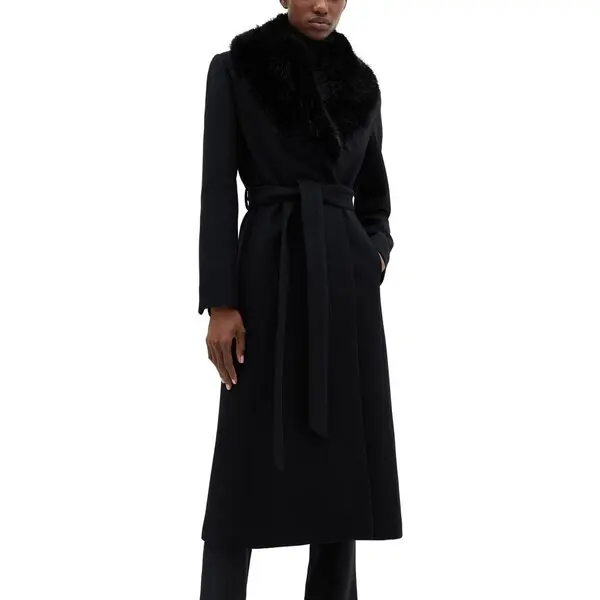 Mango Wool-blend Coat With Faux-fur Collar
