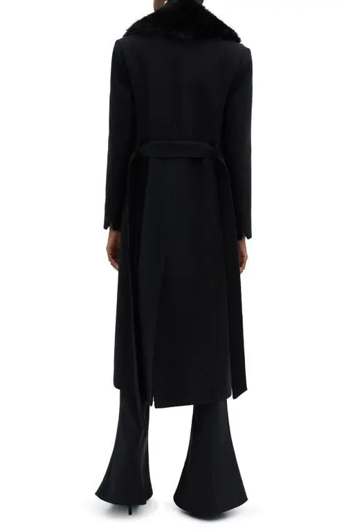 Mango Wool-blend Coat With Faux-fur Collar