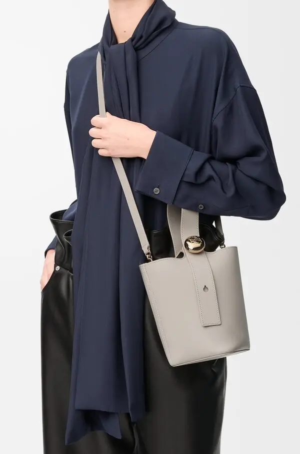 Loewe Pebble Mini Bucket Bag - Shell Grey