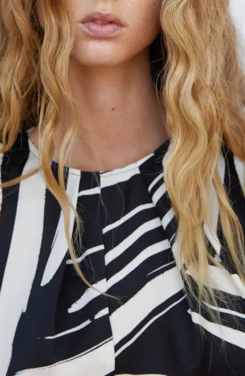 Mango Abstract Print Long Sleeve Minidress