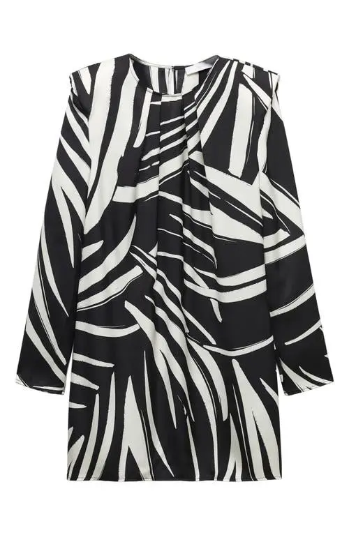 Mango Abstract Print Long Sleeve Minidress