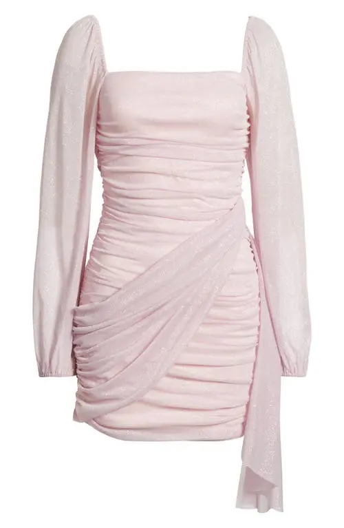 JUMP APPAREL Metallic Drape Front Mini Dress - Blush