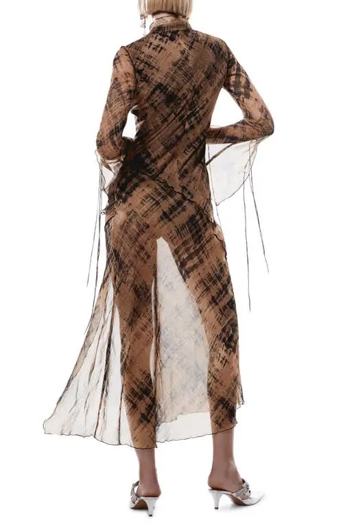 Mango Printed Long Sleeve Maxi Dress