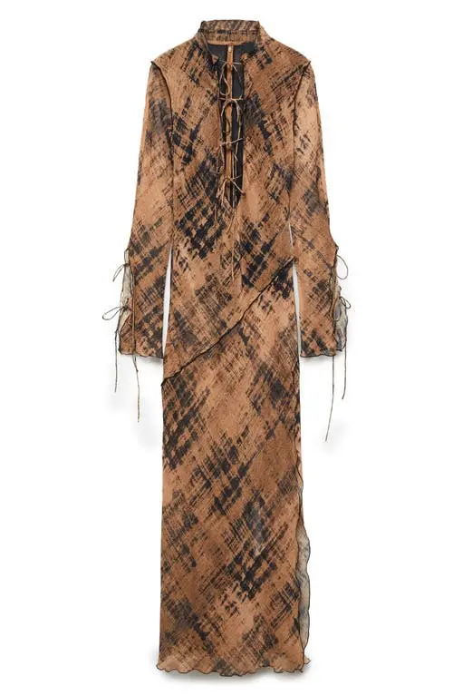 Mango Printed Long Sleeve Maxi Dress