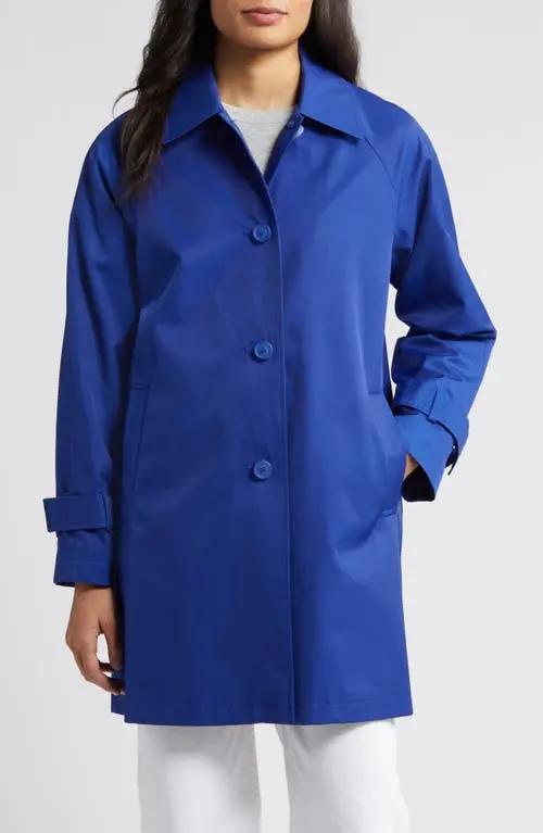 Via Spiga Balmacain Cotton Blend Coat - Positano Blue