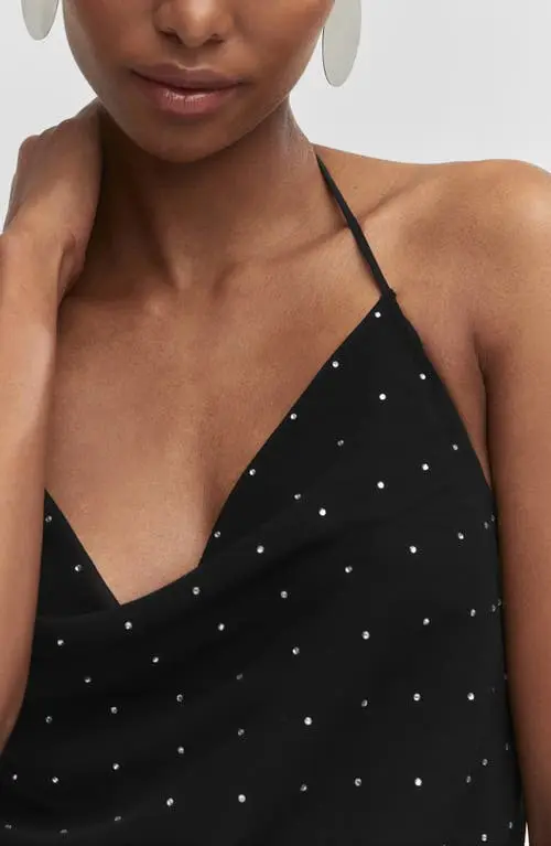 Mango Rhinestone Halter Dress In Black - 60% Off | Editorialist