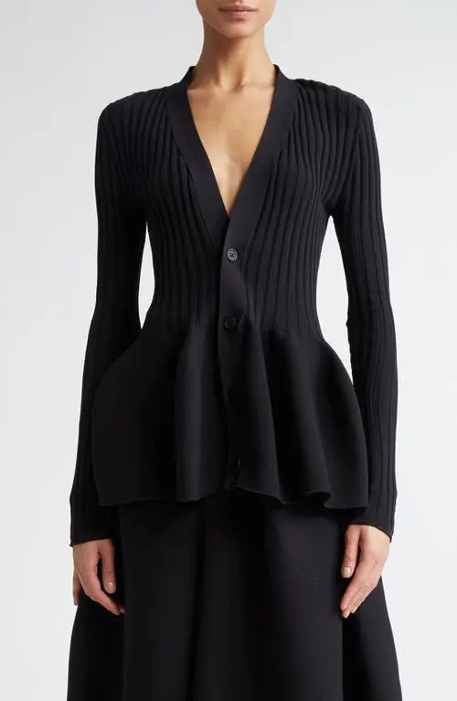 Cfcl Pottery Peplum Rib Cardigan - Black | Editorialist