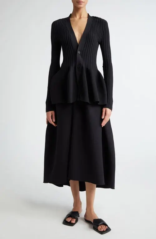 Cfcl Pottery Peplum Rib Cardigan - Black | Editorialist