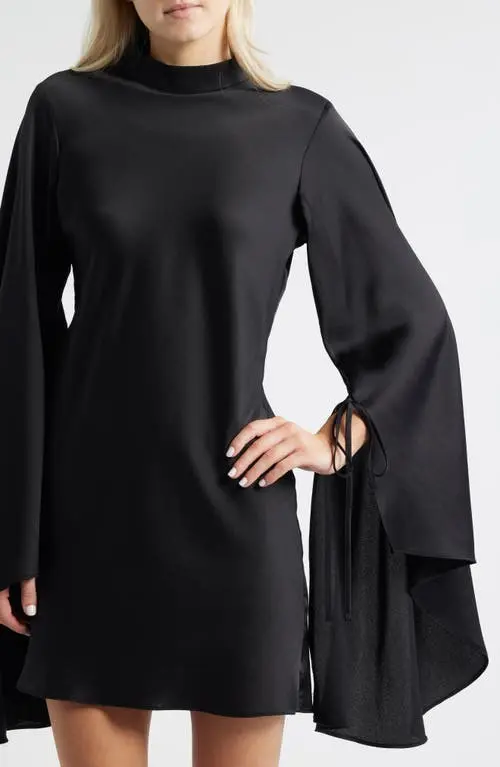 Topshop Long Bell Sleeve Mini Dress In Black - 40% Off | Editorialist