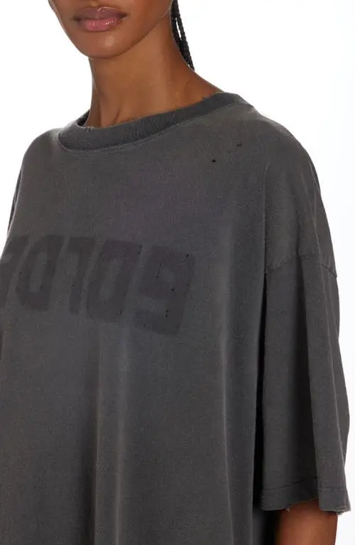 Golden Goose Distressed Logo Graphic T-Shirt Dress - Anthracite |  Editorialist