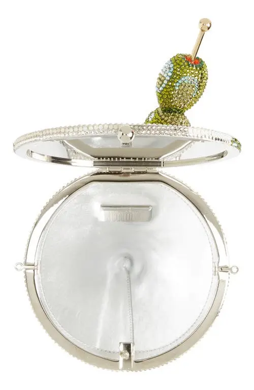 Judith Leiber Martini Crystal Embellished Minaudière - Silver Rhine Multi