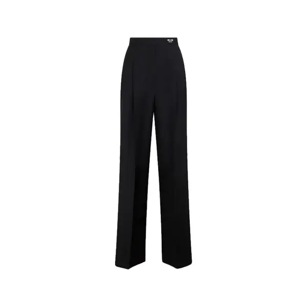 Prada Wool Classic Logo Trousers - Black