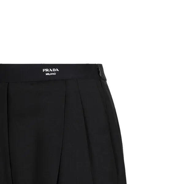 Prada Wool Classic Logo Trousers - Black