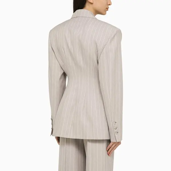 Andamane Pearl Grey Pinstripe Single Breasted Jacket Ottavia