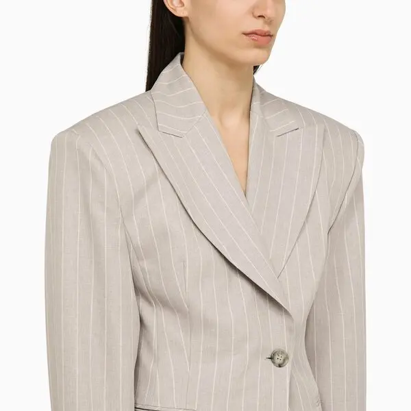 Andamane Pearl Grey Pinstripe Single Breasted Jacket Ottavia
