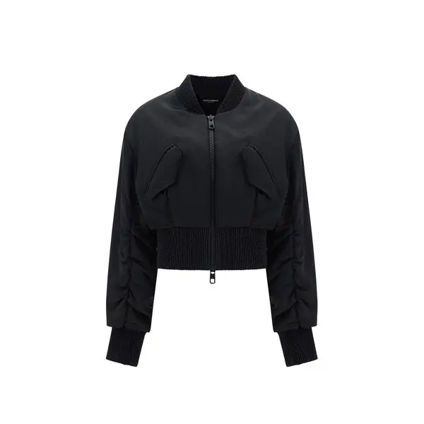 Dolce & Gabbana Cropped Bomber Jacket - Black