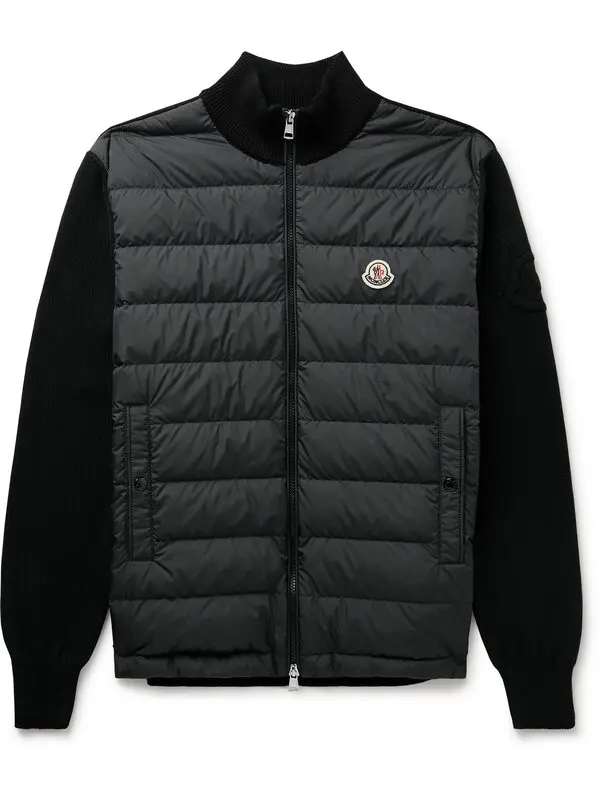 Moncler Panelled Zip-Up Cardigan - Black | Editorialist